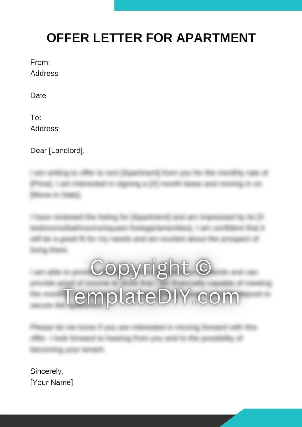 Offer Letter for Apartment Sample with Examples [Word]
