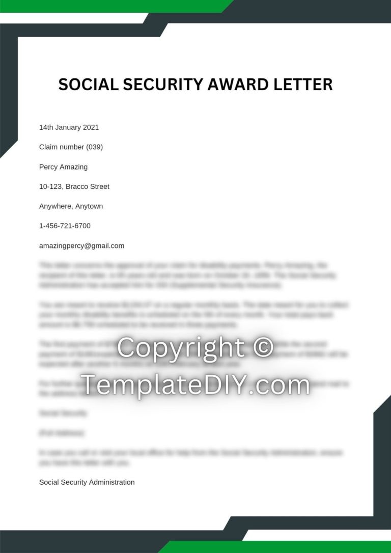 Social Security Award Letter Sample with Examples [Word]