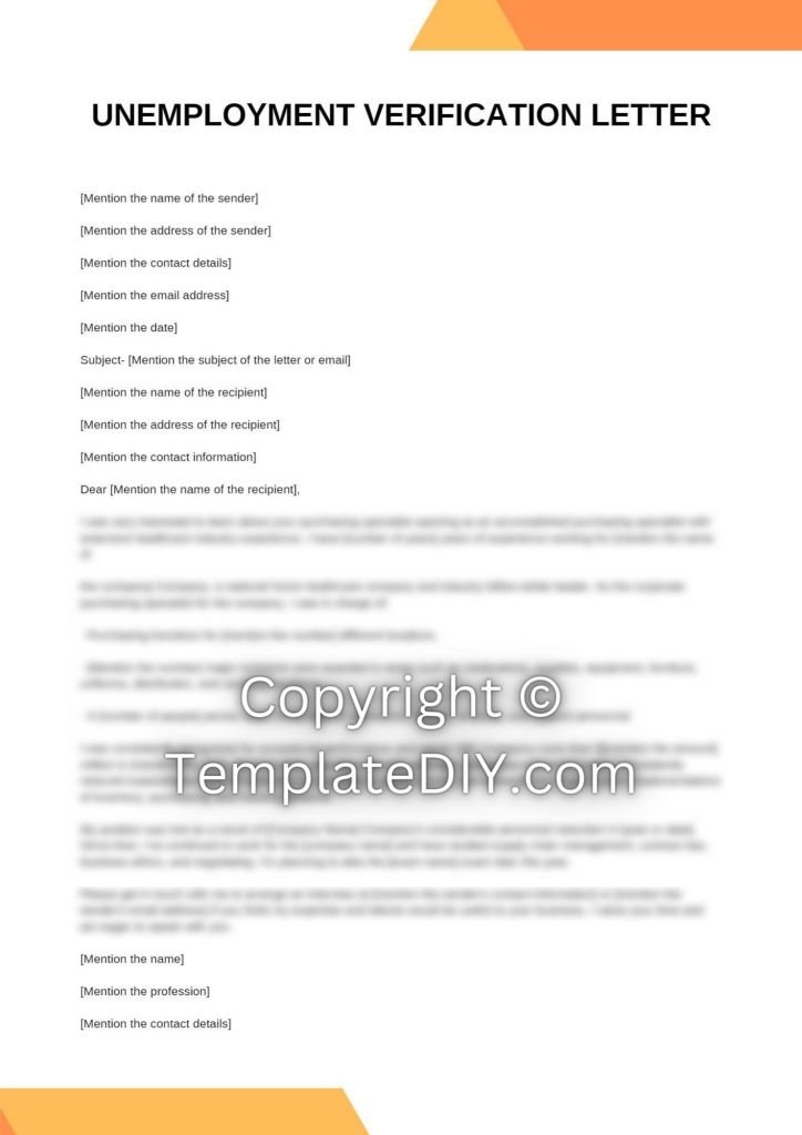 Printable Unemployment Verification Letter Sample