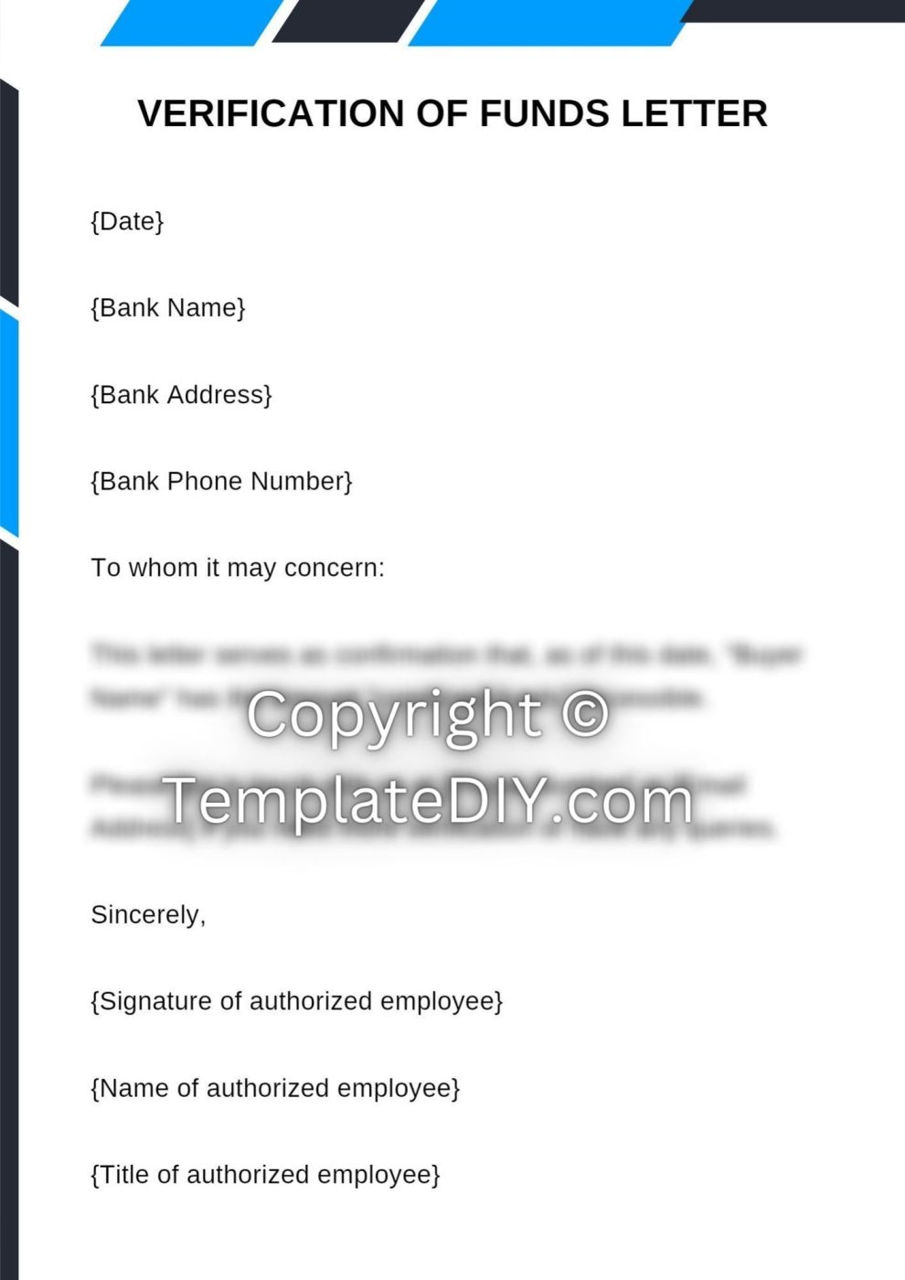 Verification of Funds Letter Sample with Examples [Word]