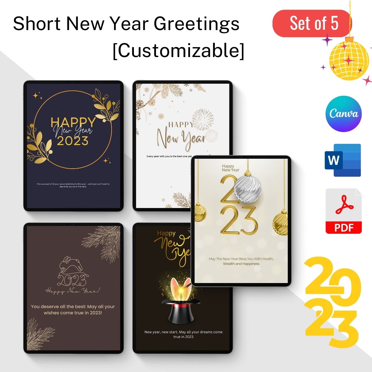 Short New Year Greetings Template Printable PDF, Word
