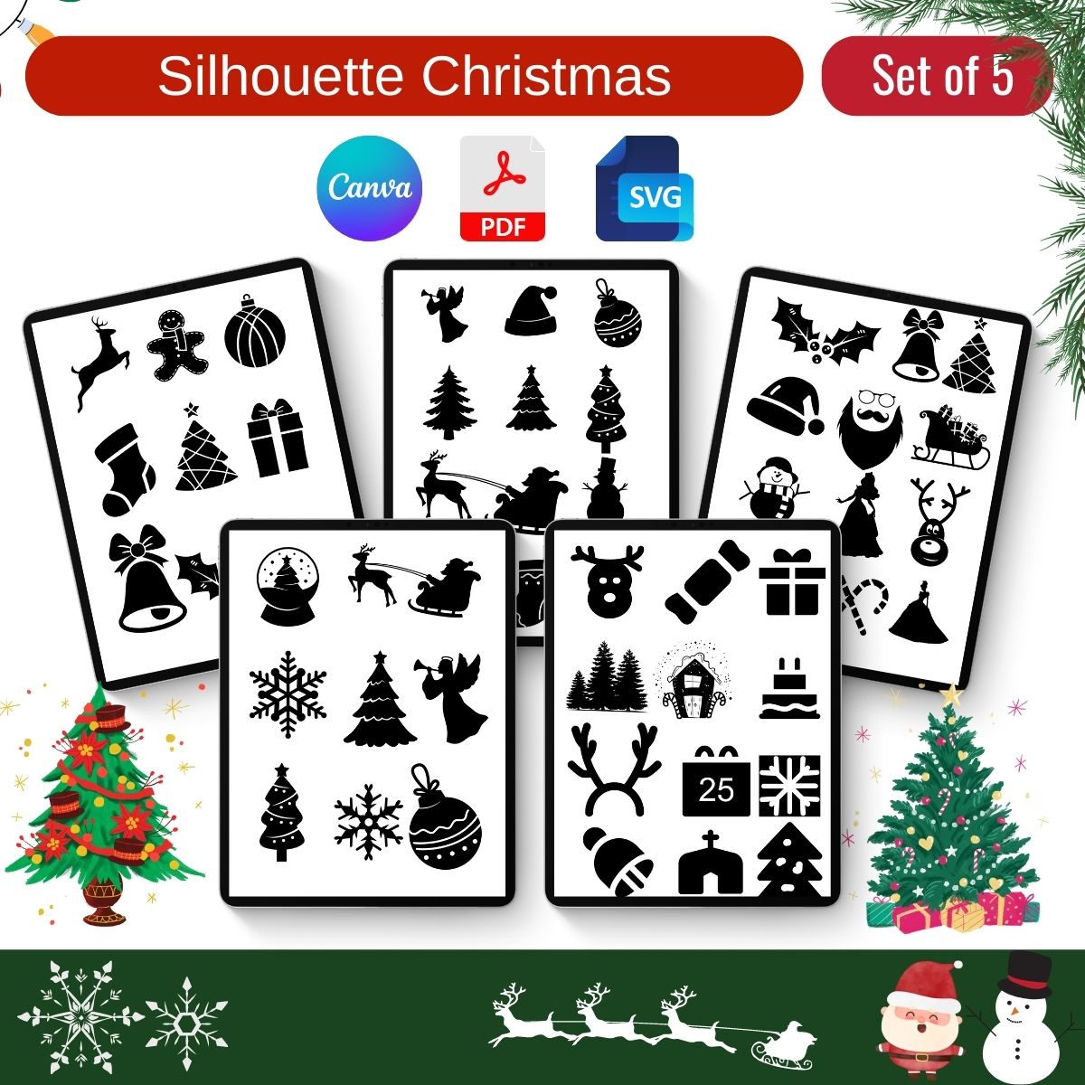 Silhouette Christmas Printable Template in PDF, Word, SVG