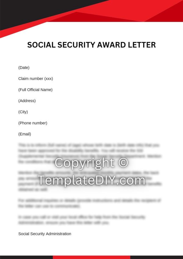 Social Security Award Letter Sample with Examples [Word]