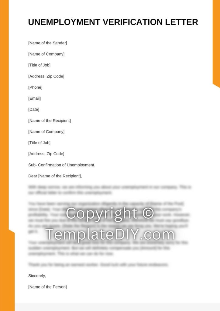 Printable Unemployment Verification Letter Sample