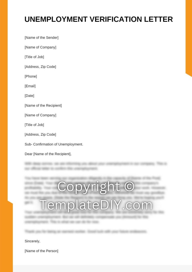 Printable Unemployment Verification Letter Sample