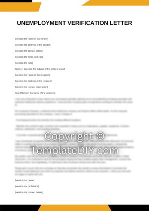 Printable Unemployment Verification Letter Sample