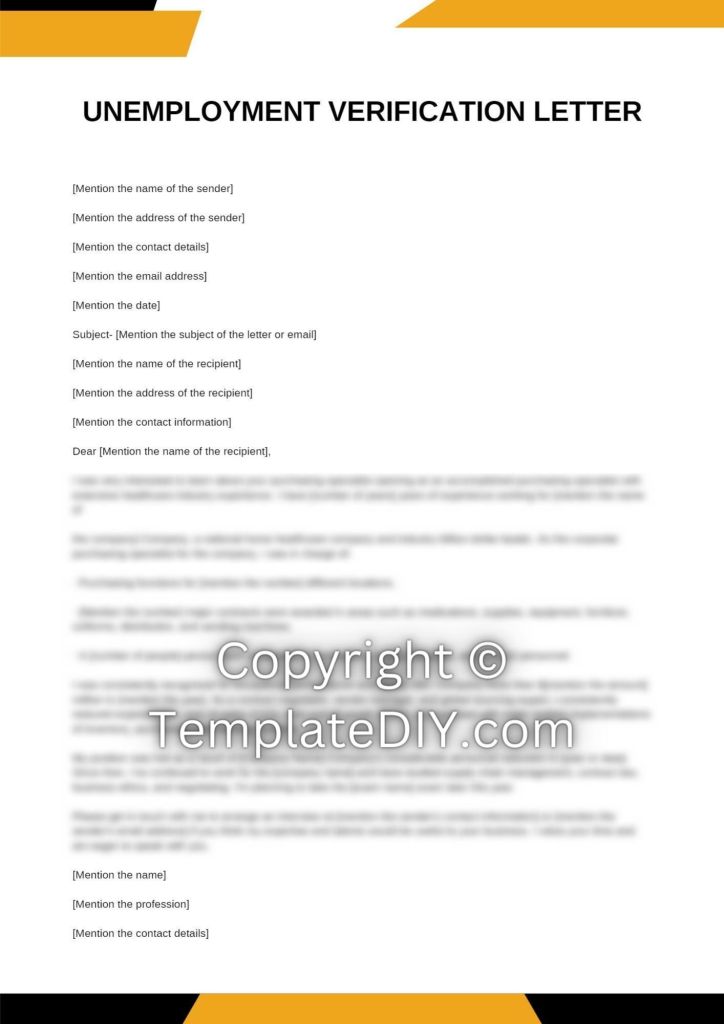 Printable Unemployment Verification Letter Sample