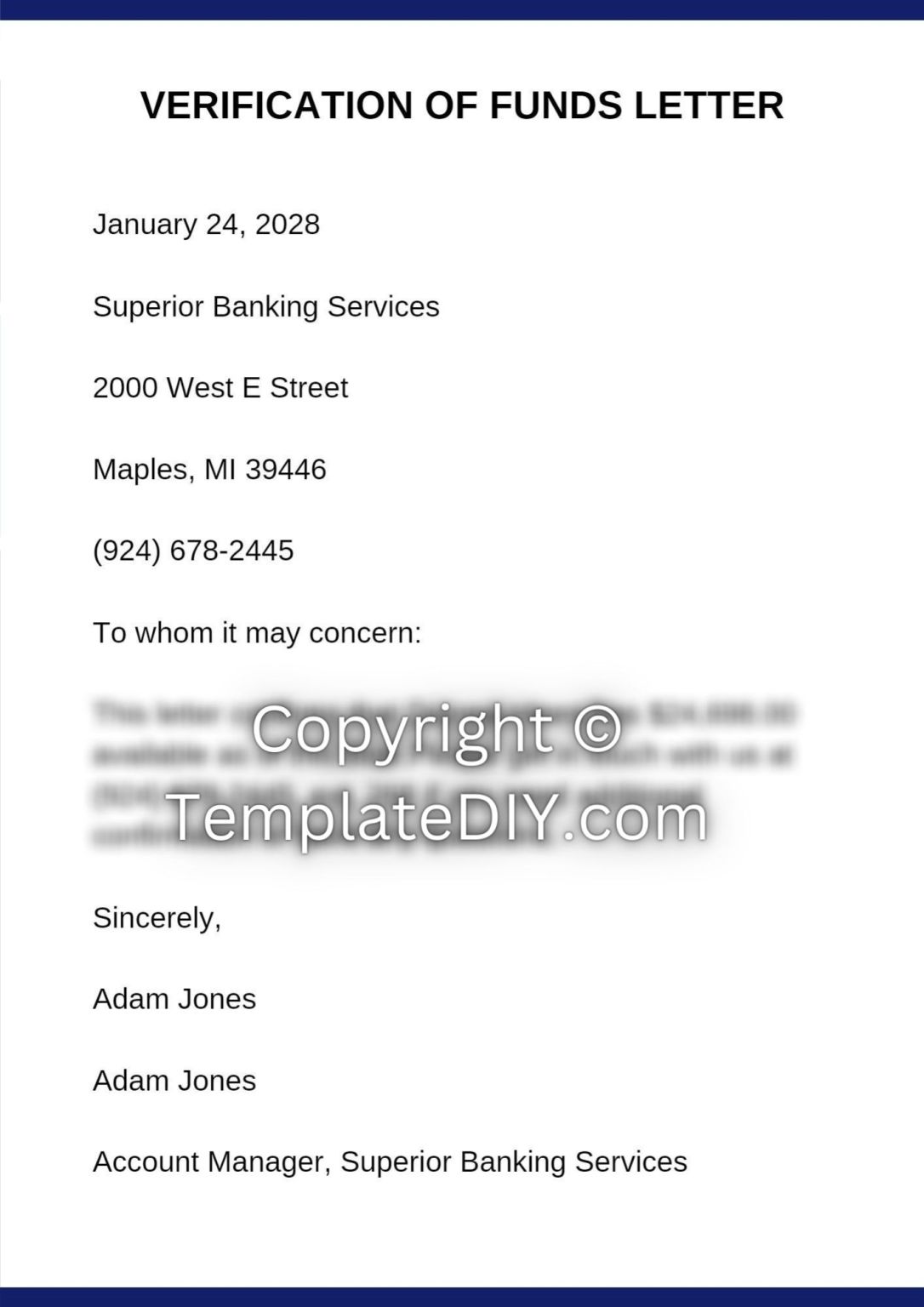Verification of Funds Letter Sample with Examples [Word]
