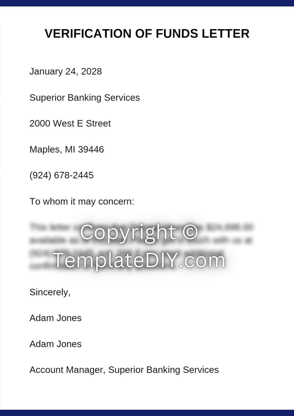 Verification of Funds Letter Sample with Examples [Word]