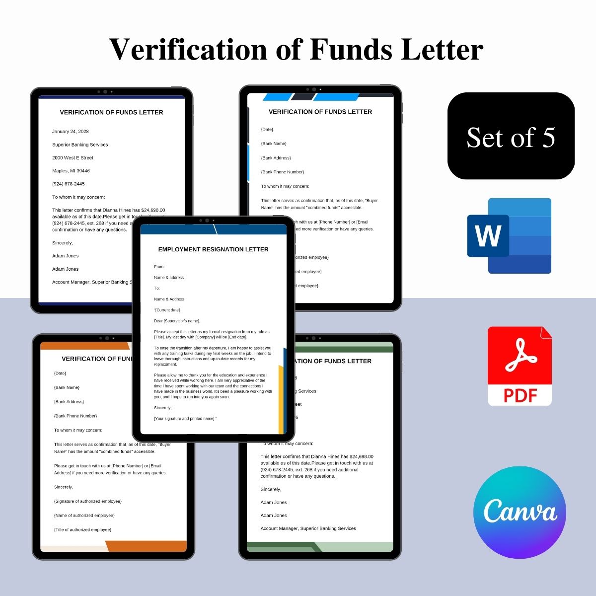 Verification of Funds Letter Sample with Examples [Word]