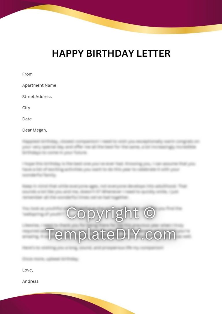 Happy Birthday Letter Sample with Examples [Word Editable]