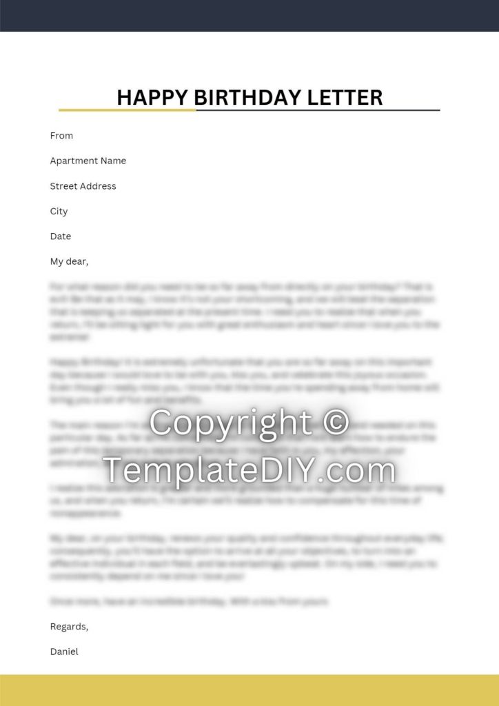 Happy Birthday Letter Sample with Examples [Word Editable]