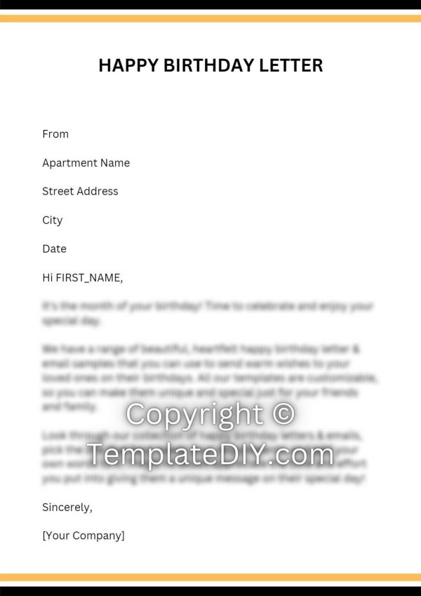 Happy Birthday Letter Sample with Examples [Word Editable]