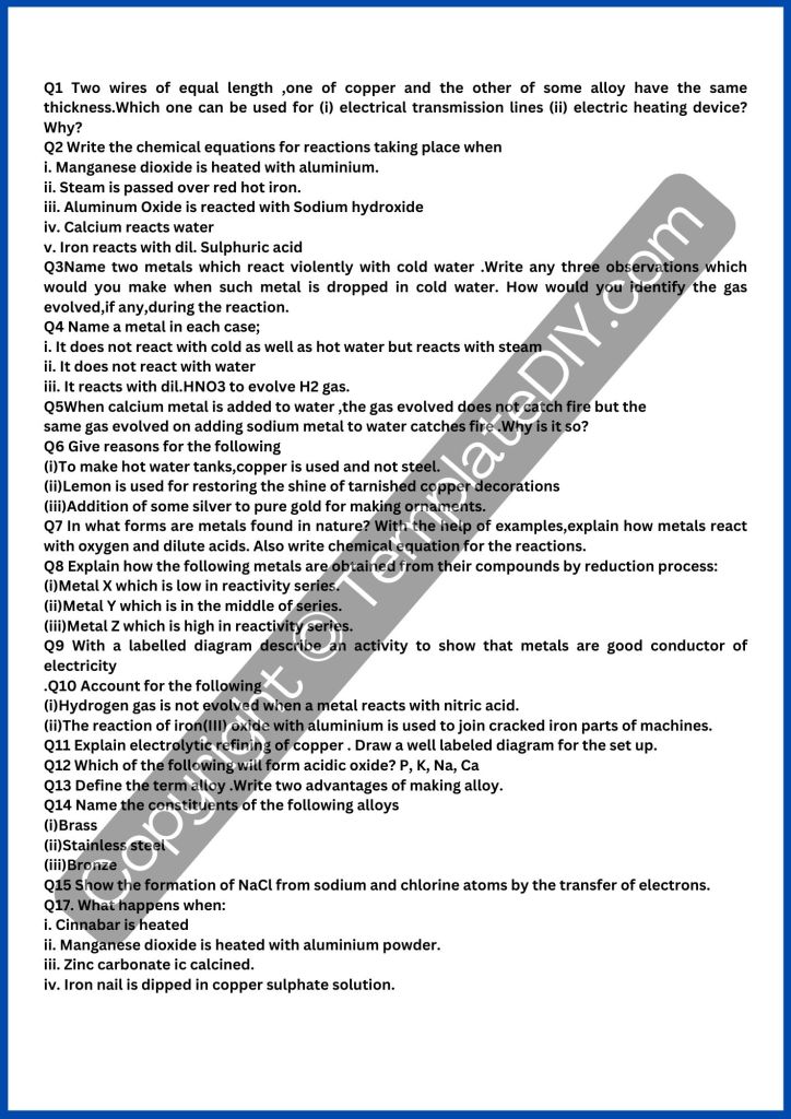 10th Grade Chemistry Worksheets Printable Template PDF, Word