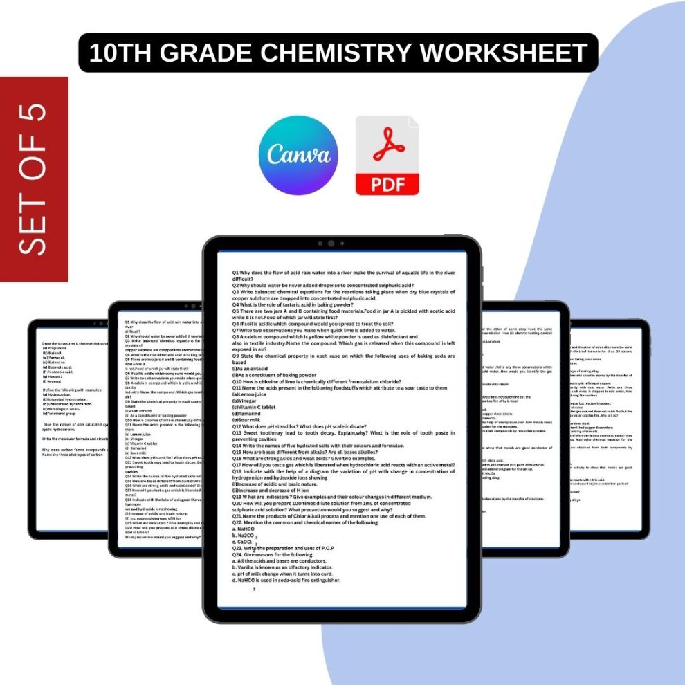 10th Grade Chemistry Worksheets Printable Template PDF, Word