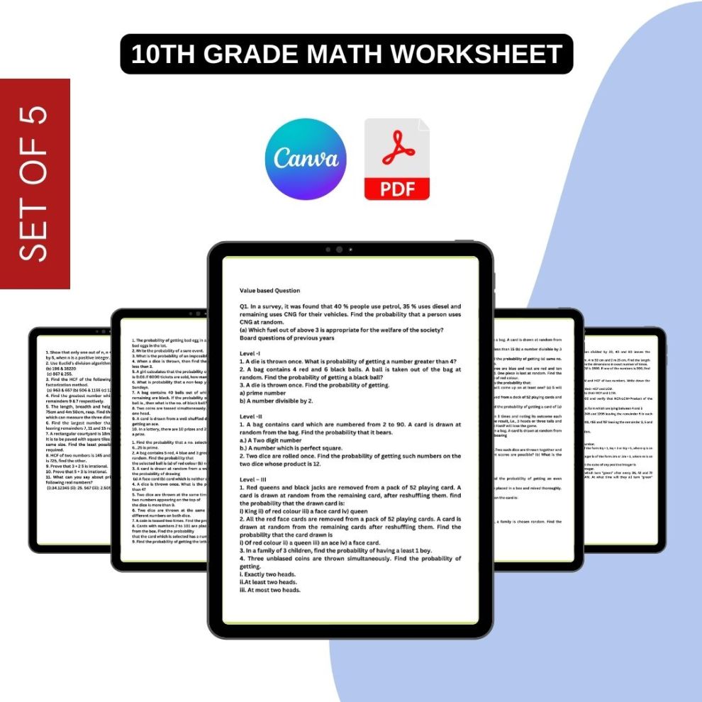 10th Grade Math Worksheets Printable Template PDF, Word