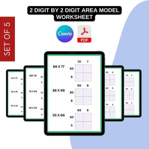 2 Digit by 2 Digit Area Model Worksheet Template PDF