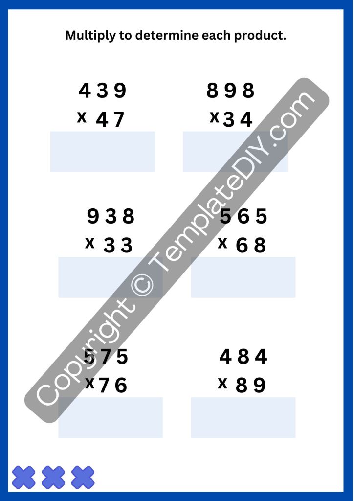 2 Digit by 3 Digit Multiplication Worksheet Template Word