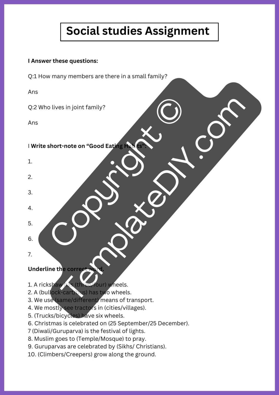 2nd Grade Social Studies Worksheets Template Printable PDF