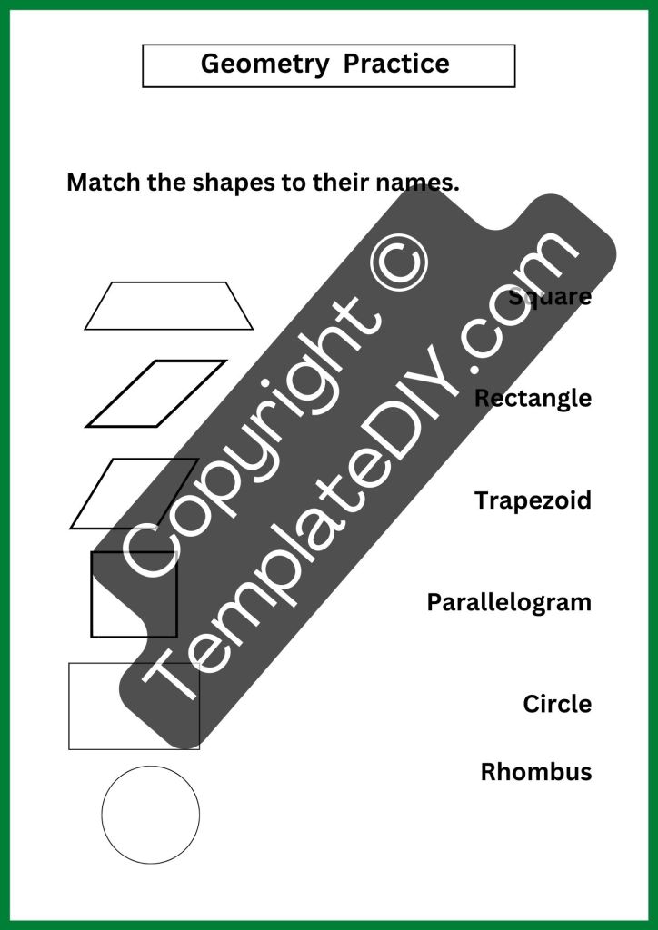 3rd Grade Geometry Worksheets Template Printable PDF, Word