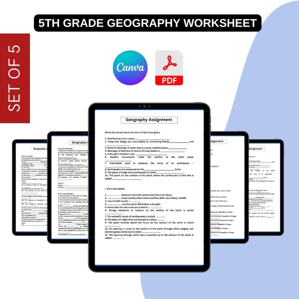 5th Grade Geography Worksheets Printable Template PDF, Word