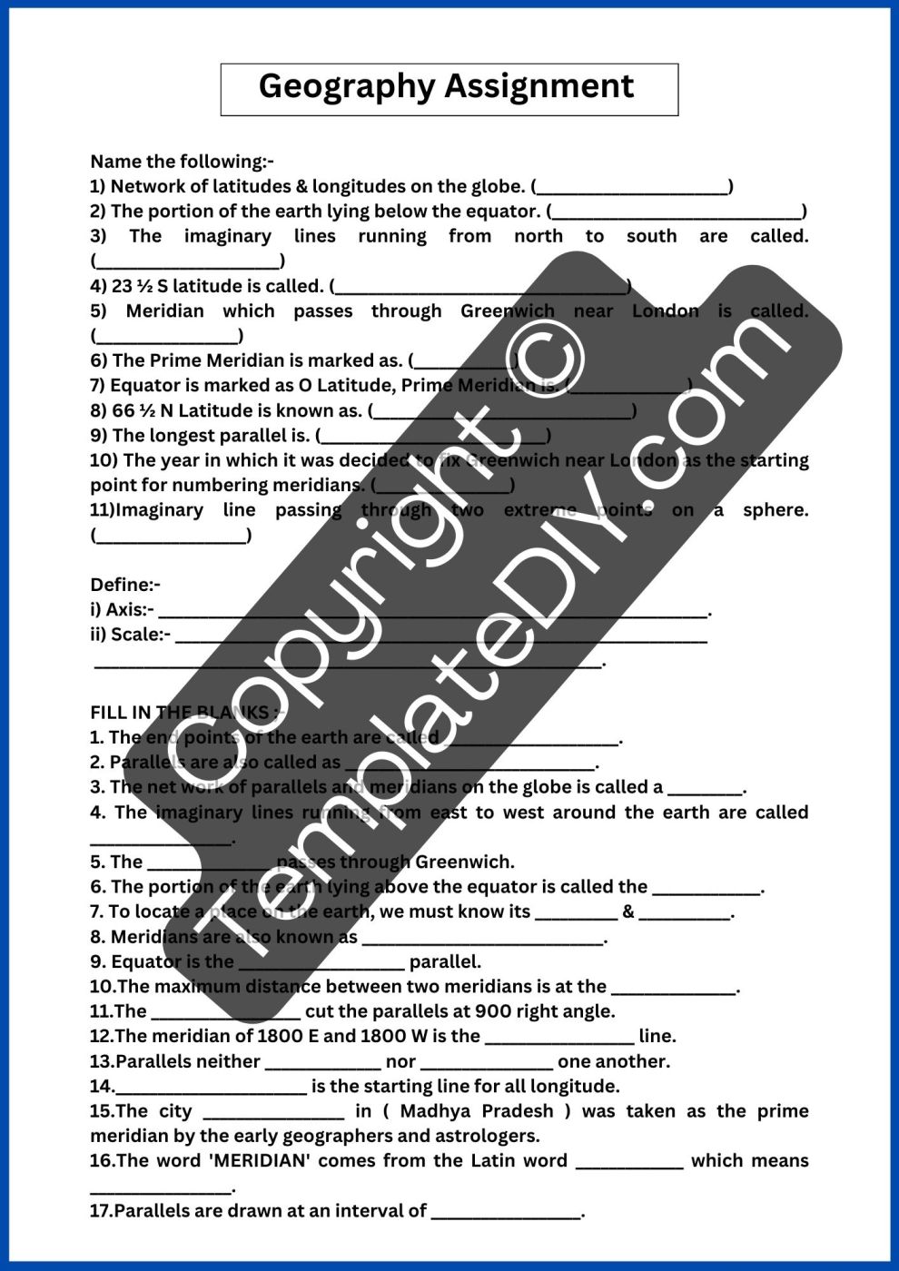 5th Grade Geography Worksheets Printable Template PDF, Word