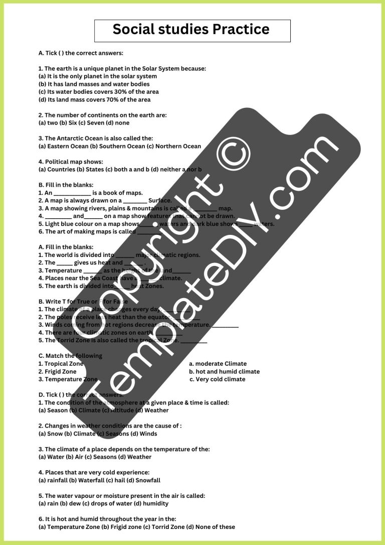5th Grade Social Studies Worksheets Printable Template PDF