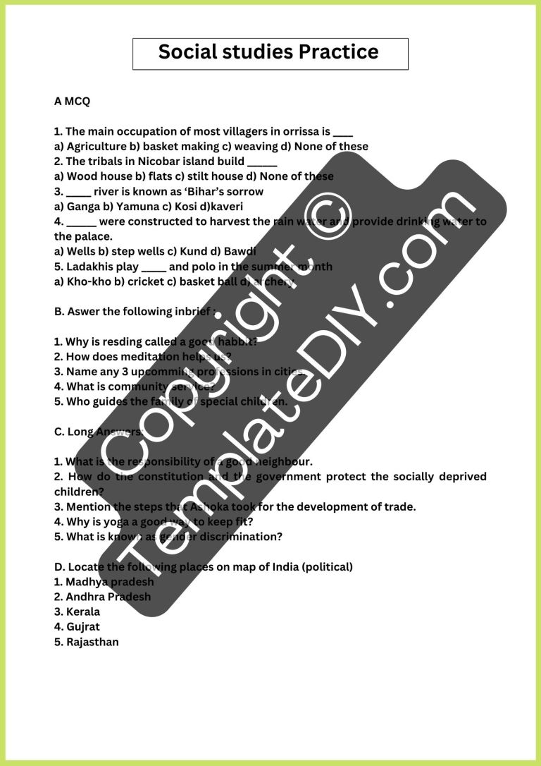 5th Grade Social Studies Worksheets Printable Template PDF