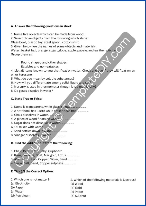 6th Grade Science Worksheets Template Printable PDF, Word