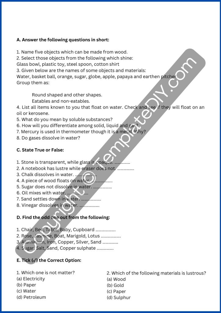 6th Grade Science Worksheets Template Printable PDF, Word
