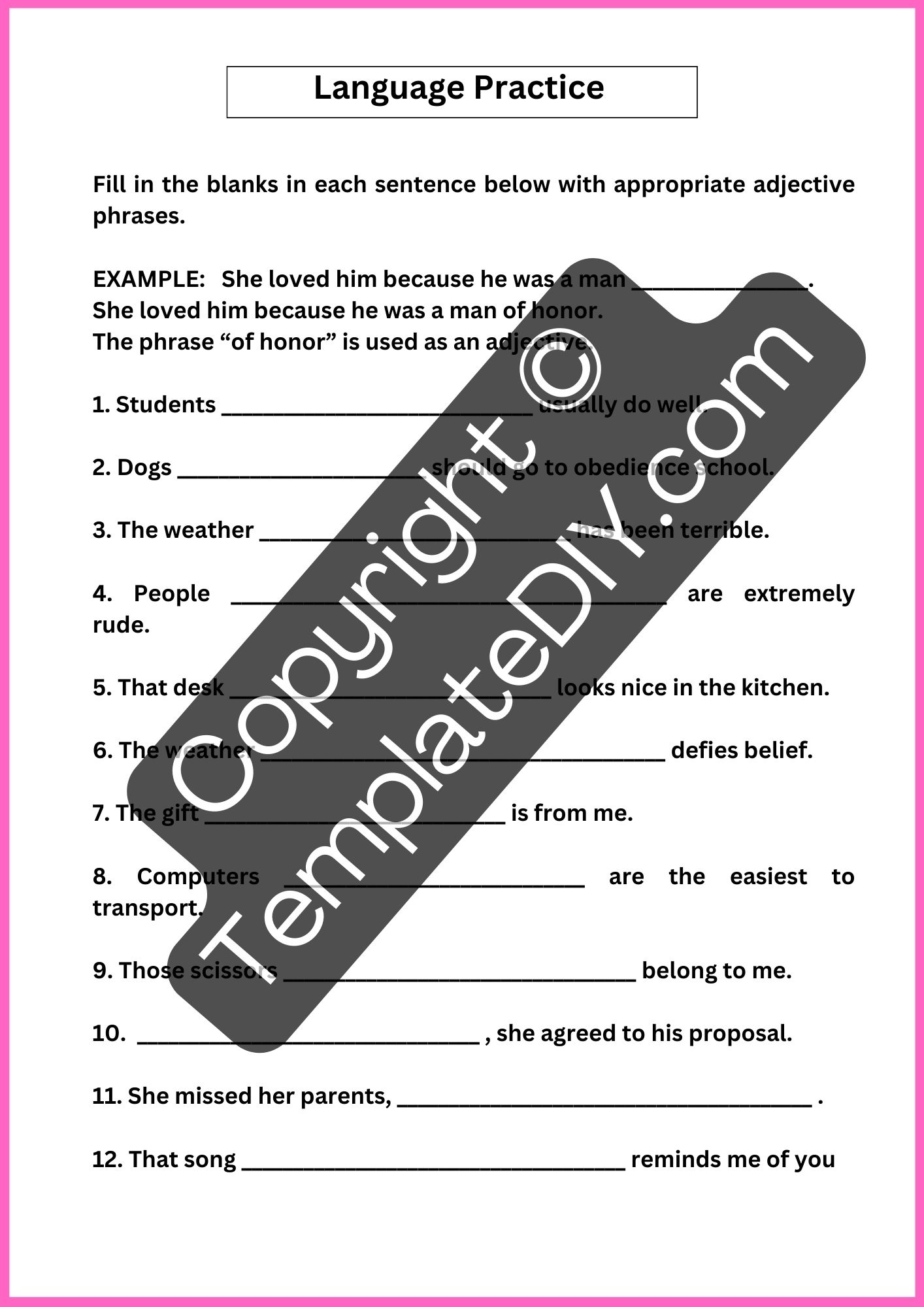 Language Arts Worksheets