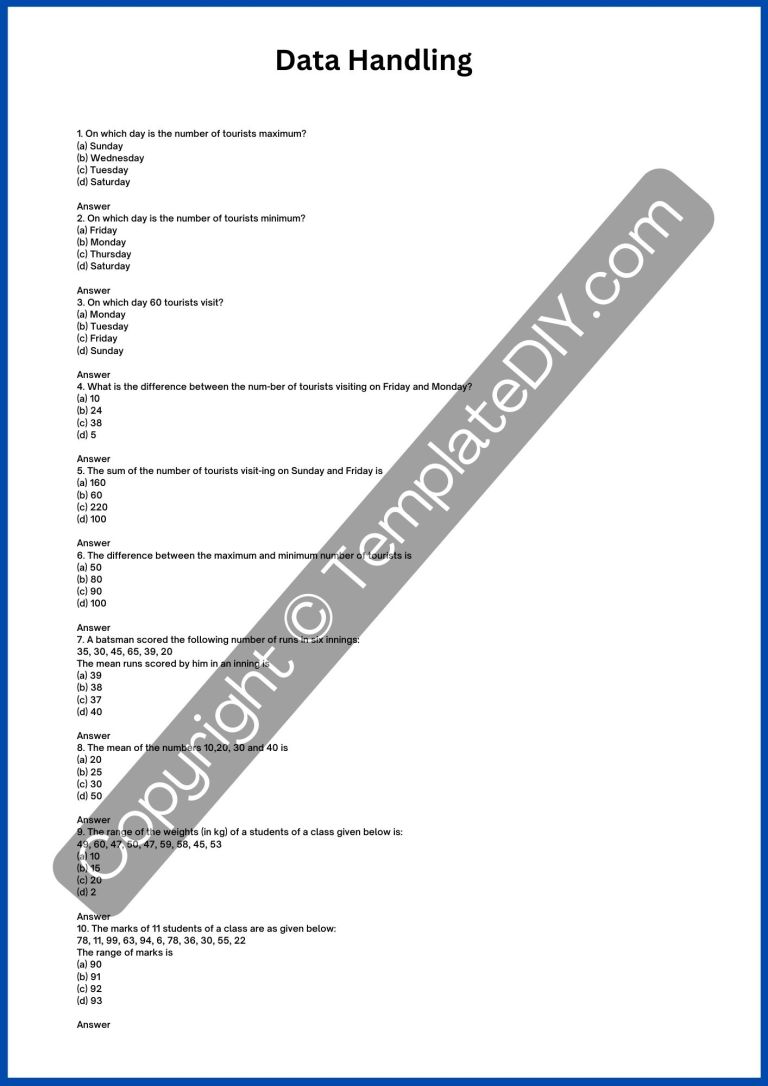 7th Grade Math Worksheets Printable Template PDF, Word