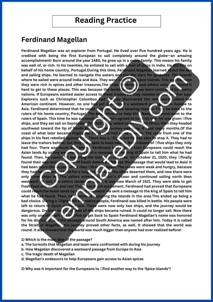 7th Grade Reading Worksheets Printable Template in PDF