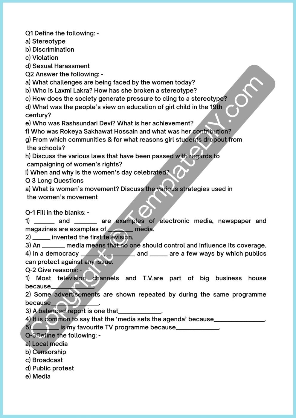 7th Grade Social Studies Worksheets Template PDF, Word