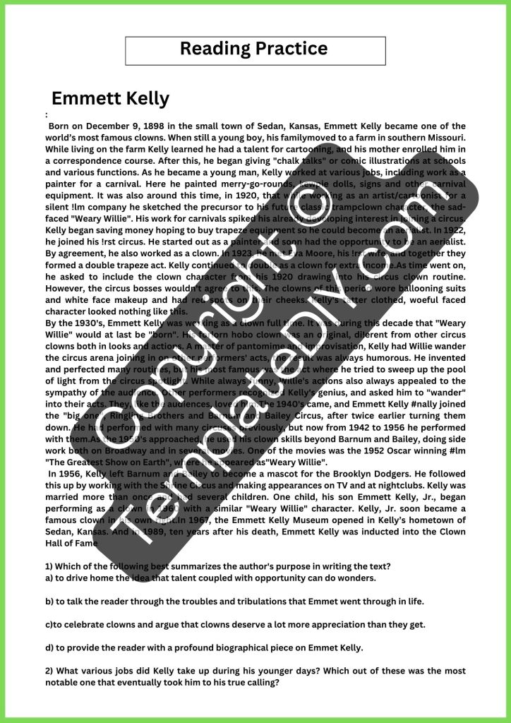 8th Grade Reading Worksheets Template Printable PDF, Word