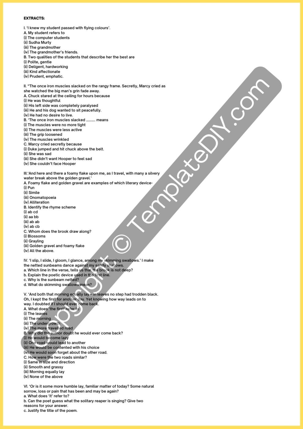 9th Grade English Worksheets Template Printable PDF, Word