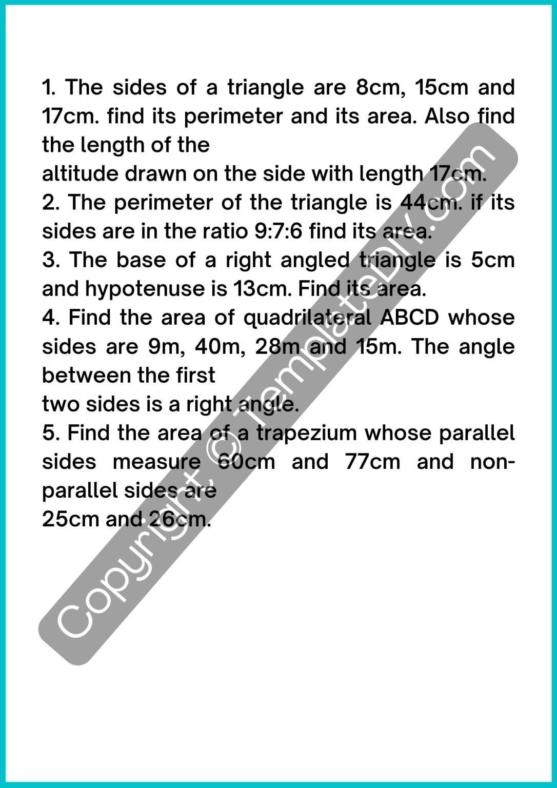 9th Grade Geometry Worksheets Template Printable PDF, Word