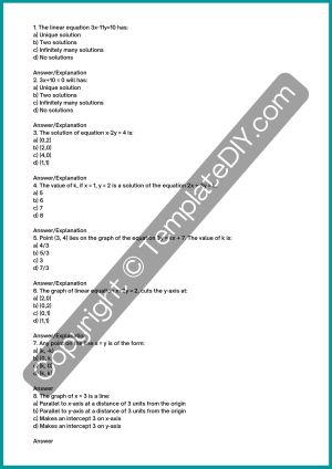 9th Grade Math Worksheets Template Printable PDF, Word