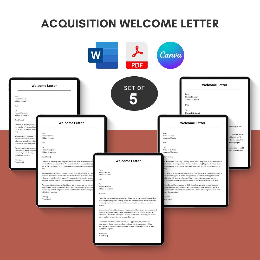 Acquisition Welcome Letter Template | Download Sample