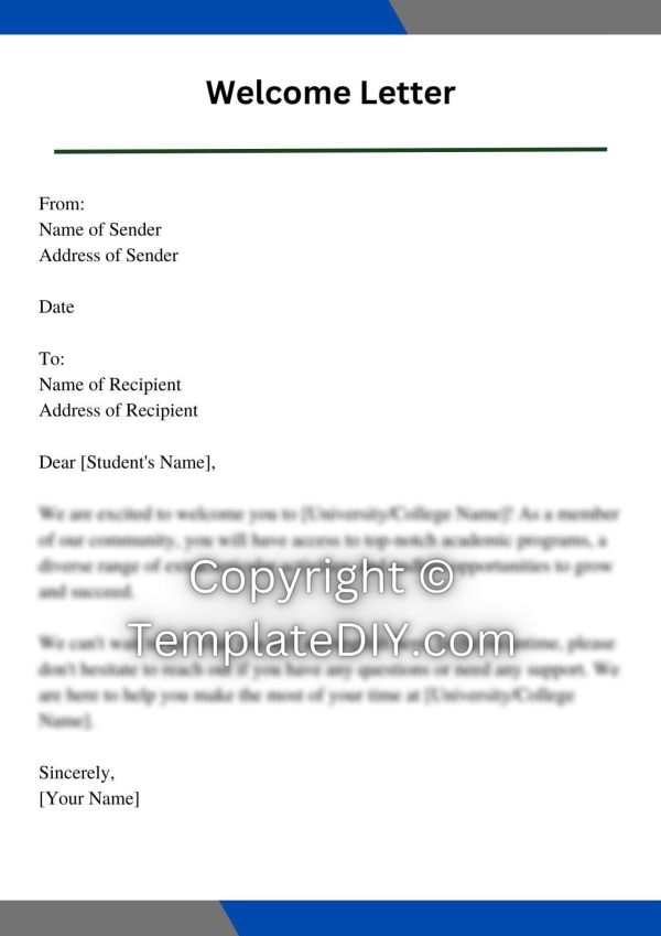 Admission Welcome Letter Sample Template with Examples