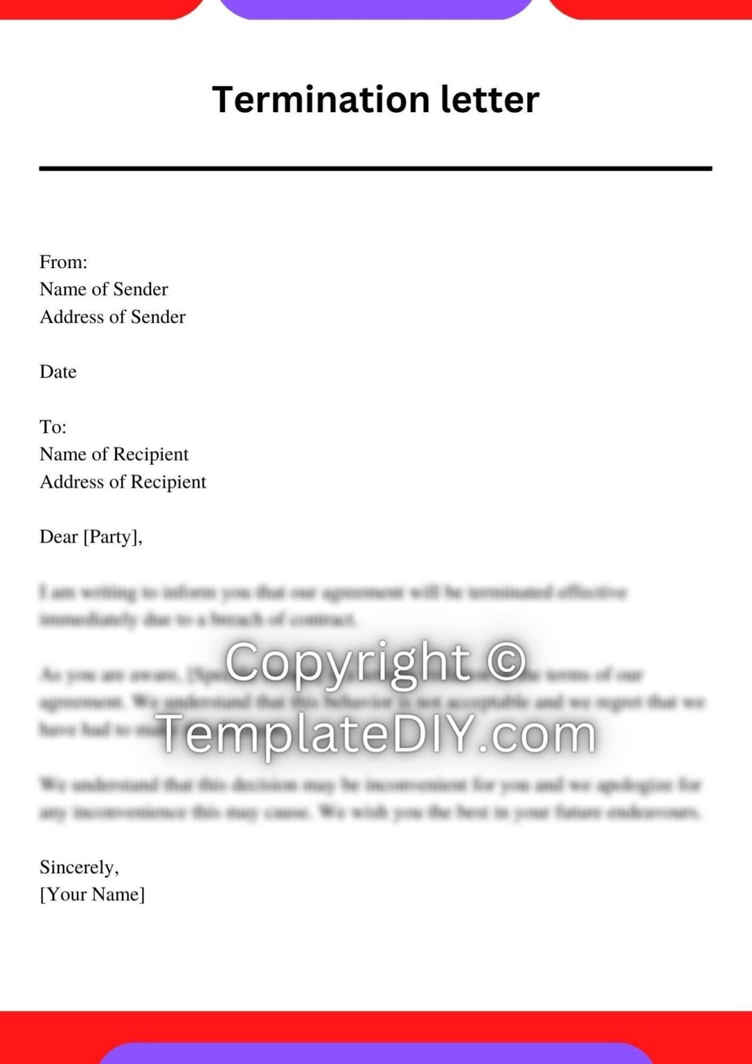 Agreement Termination Letter Sample with Examples [Word]
