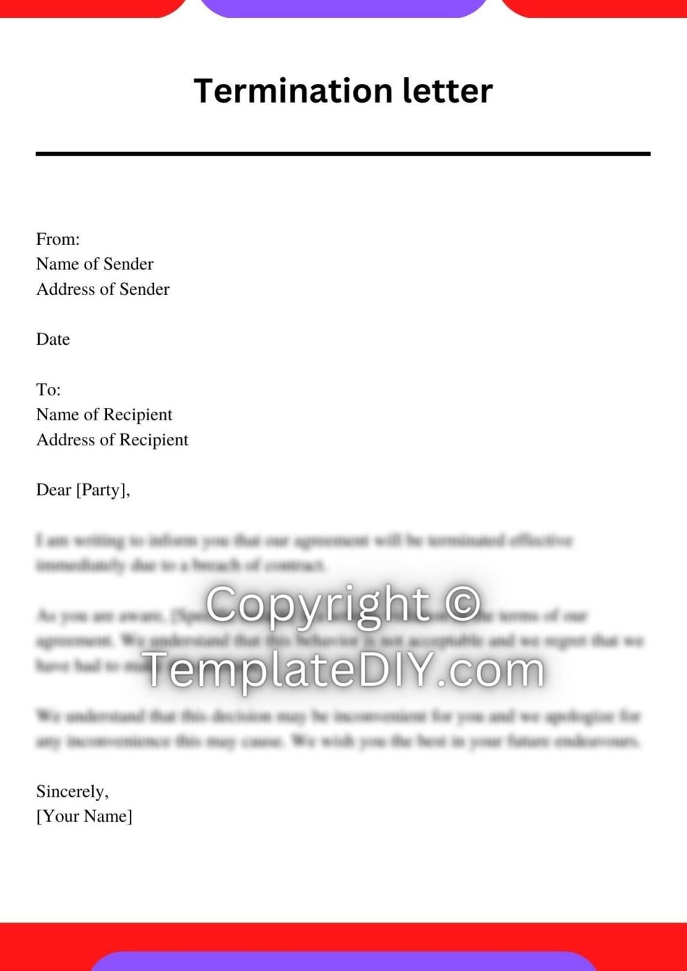 Agreement Termination Letter Sample with Examples [Word]