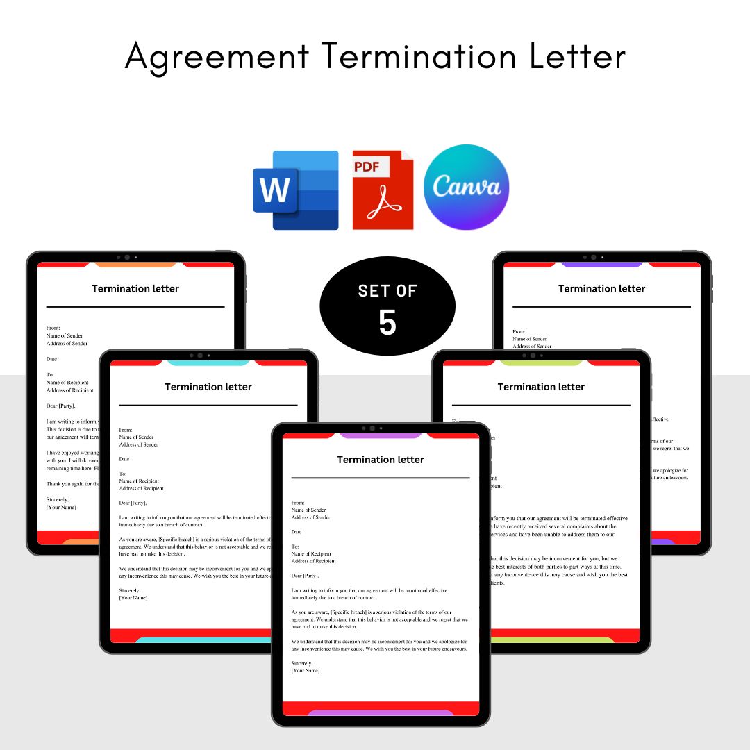 Agreement Termination Letter Sample with Examples [Word]