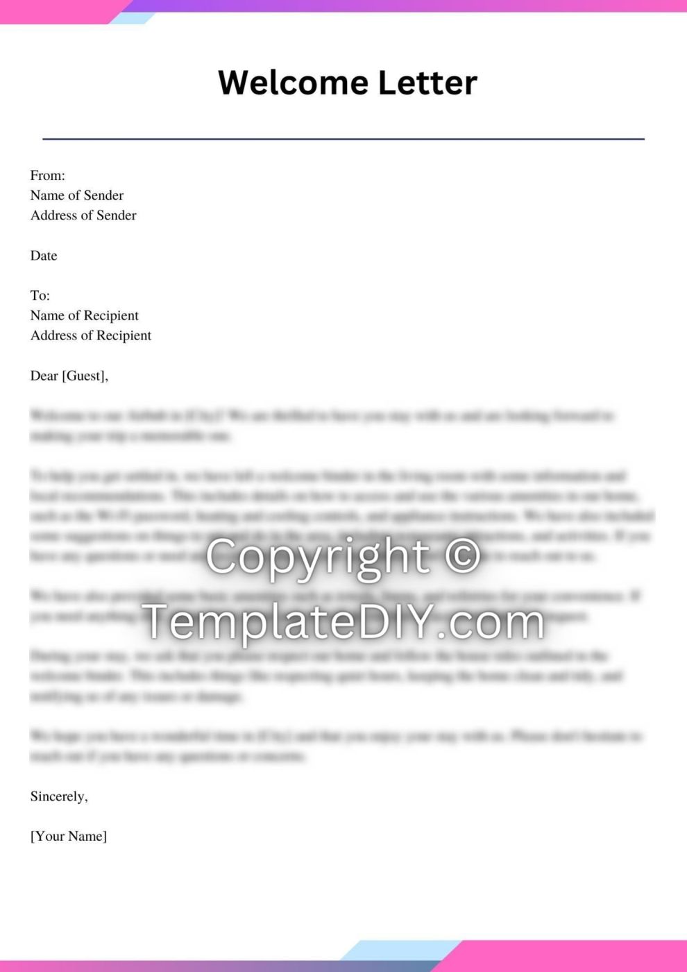Airbnb Welcome Letter Sample with Examples [Word Editable]