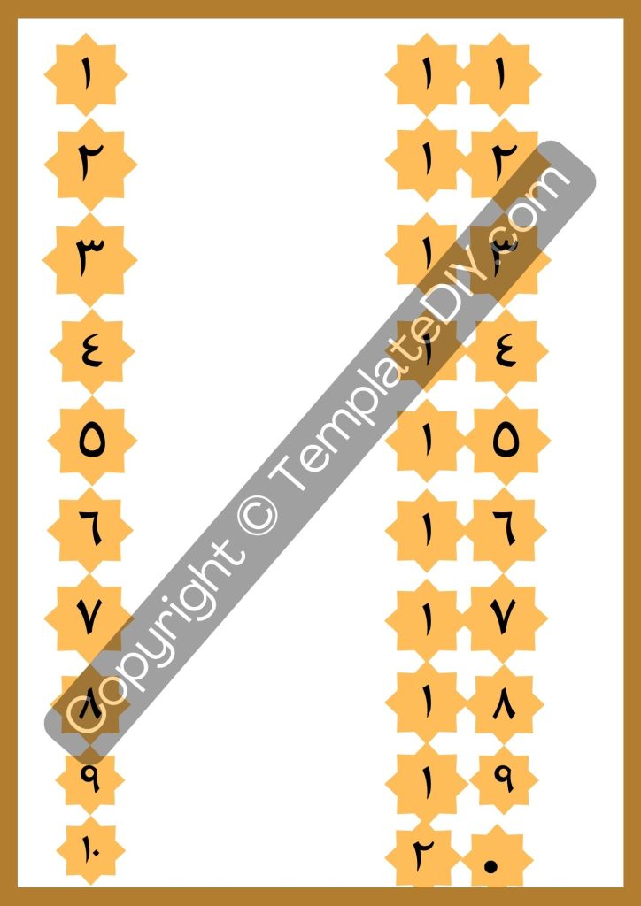 Arabic Numbers 1-20 Template Printable PDF, Word [Editable]