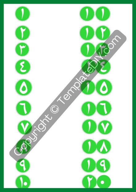 Arabic Numbers 1-20 Template Printable PDF, Word [Editable]