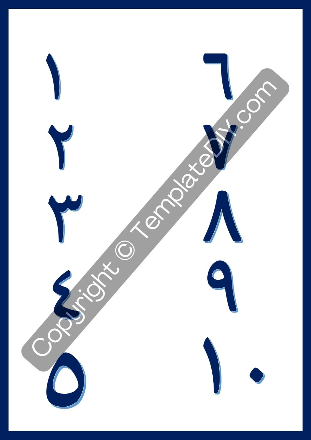 Arabic Numbers 1-10 Printable PDF & Word