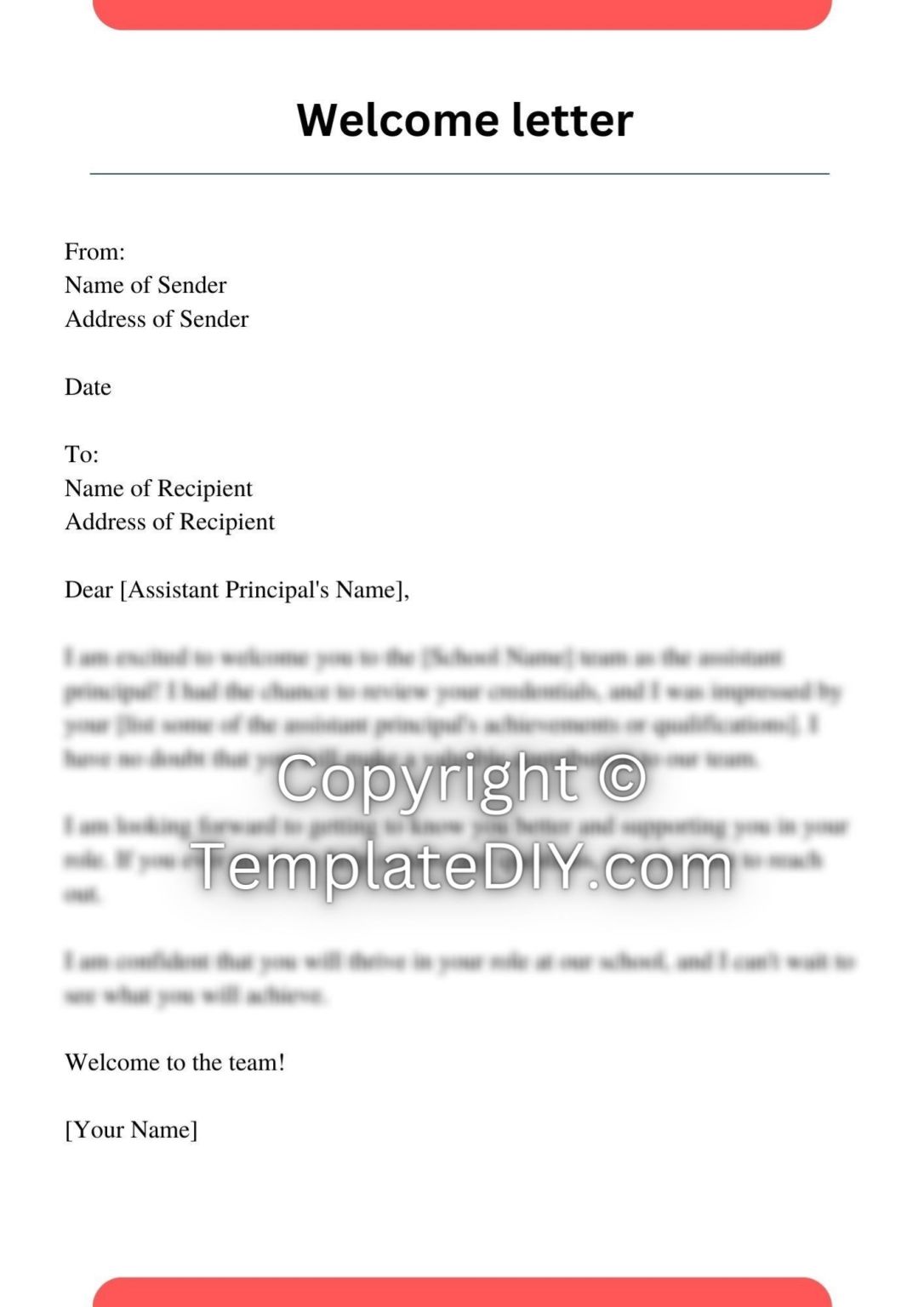 Assistant Principal Welcome Letter Sample with Examples