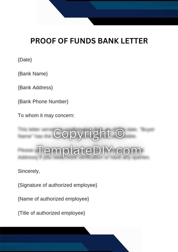 Bank Letter Proof of Funds Sample with Examples [Word]