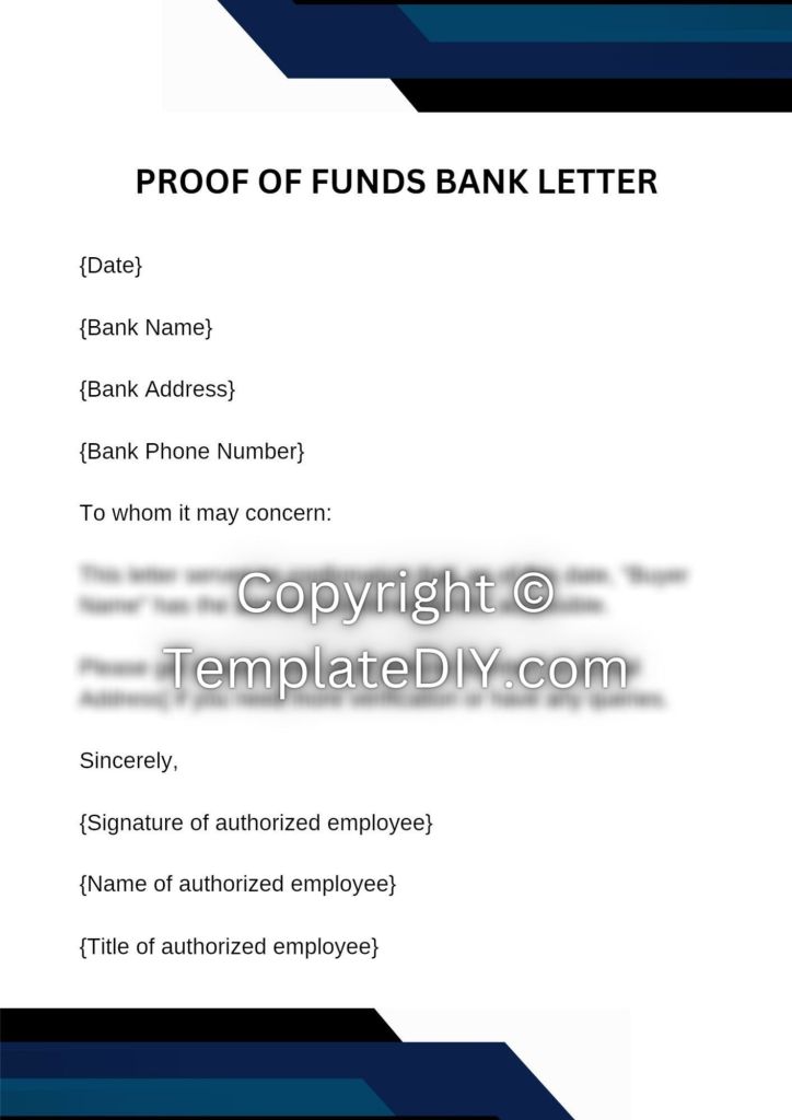 Bank Letter Proof of Funds Sample with Examples [Word]